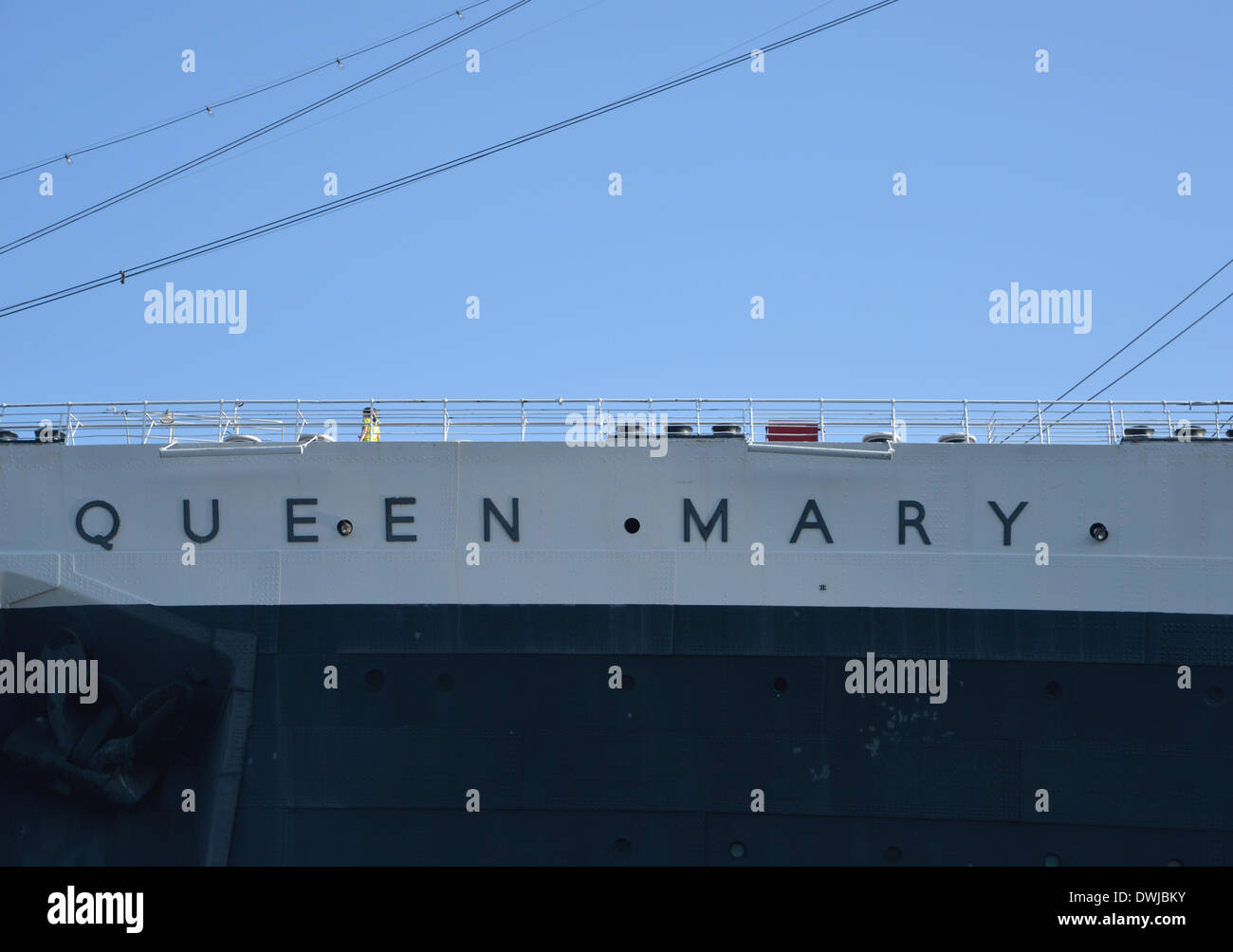 Name plate on the Queen Mary, 1936 art deco Cunard ocean liner Stock ...