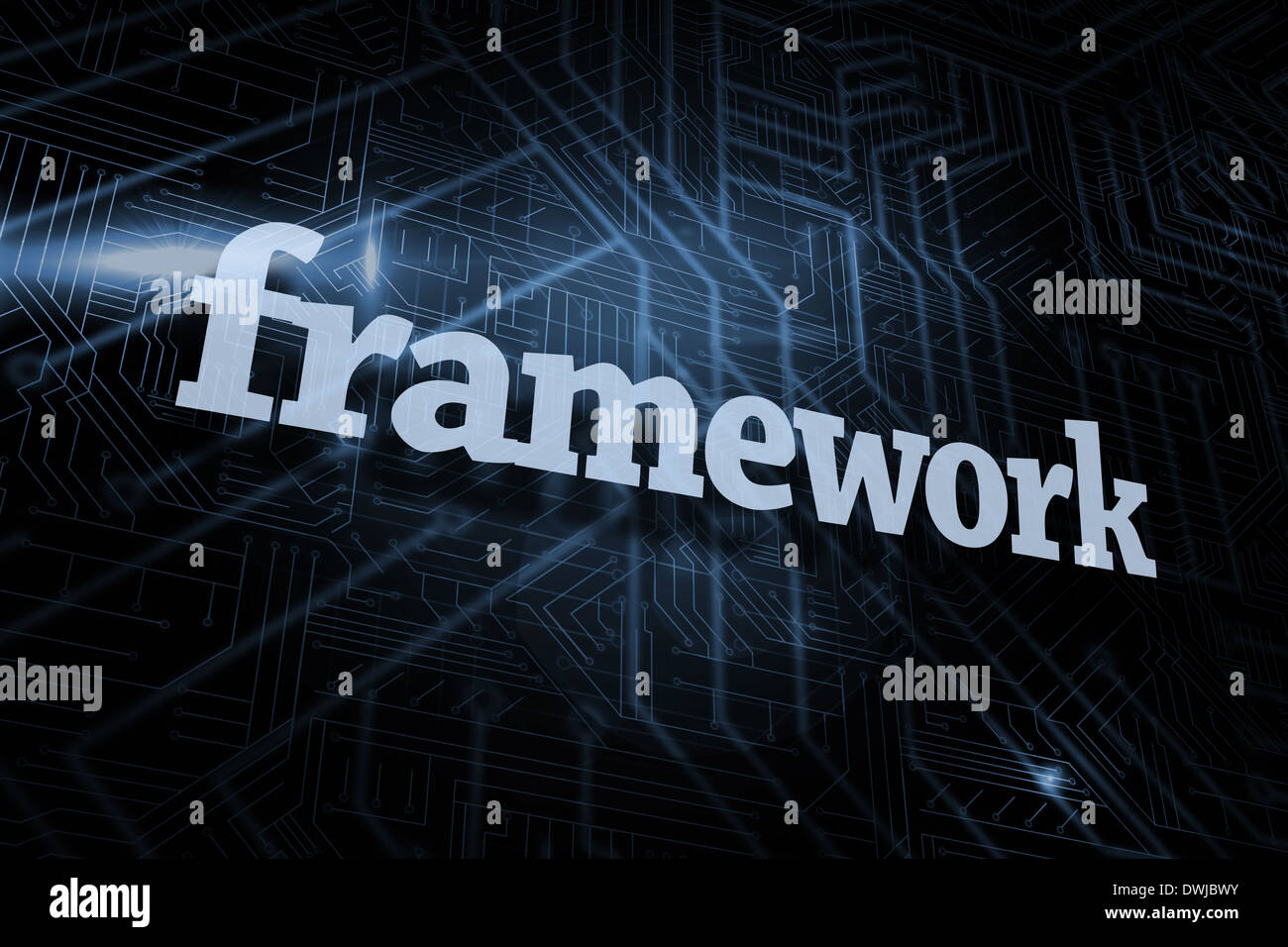 Framework against futuristic black and blue background Stock Photo - Alamy