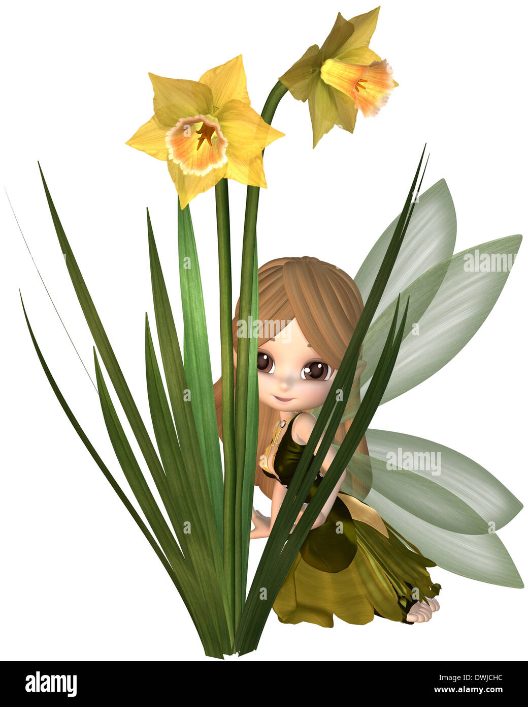 Cute Toon Daffodil Fairy, Hiding Stock Photo - Alamy