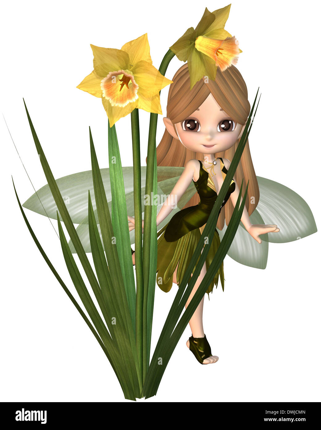 Cute Toon Daffodil Fairy, Skipping Stock Photo - Alamy