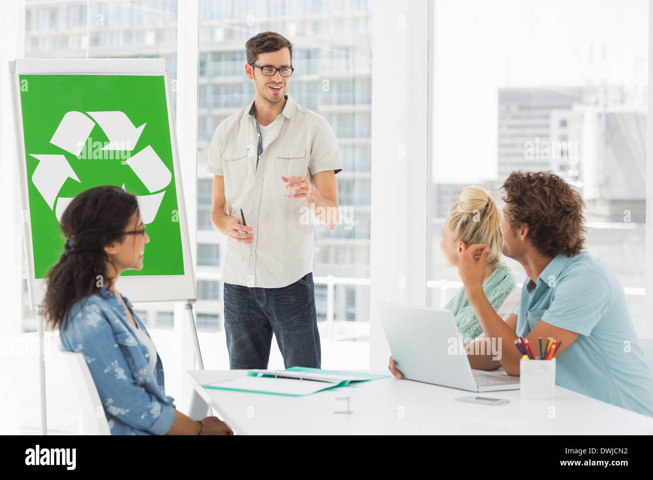Team having meeting recycling hi-res stock photography and images - Alamy