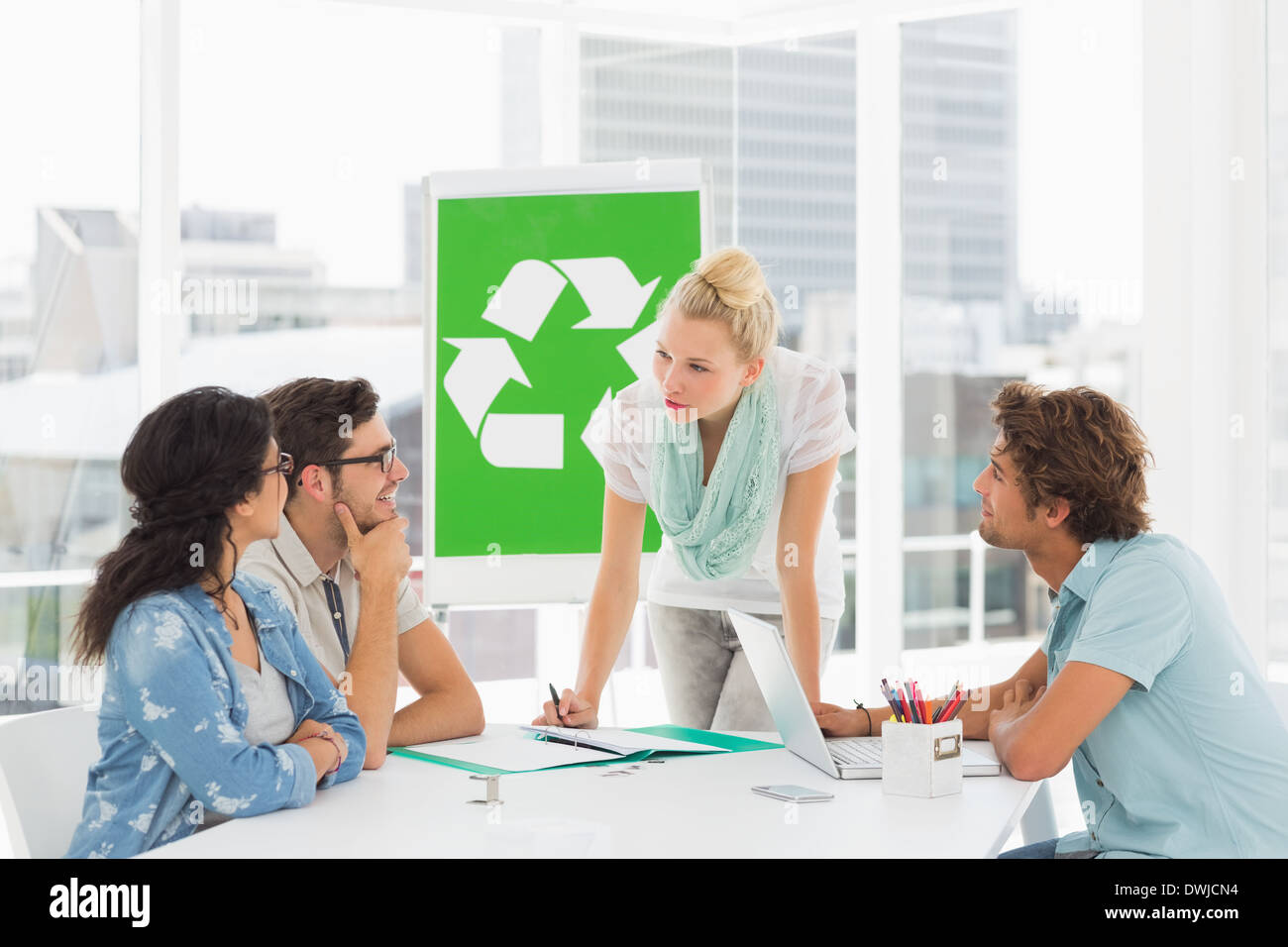 Team having meeting recycling hi-res stock photography and images - Alamy