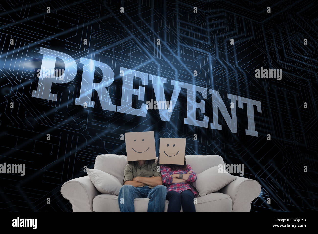 Prevent against futuristic black and blue background Stock Photo - Alamy