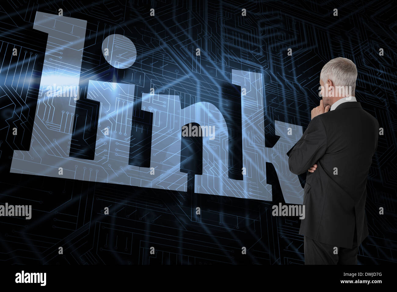 Link against futuristic black and blue background Stock Photo - Alamy