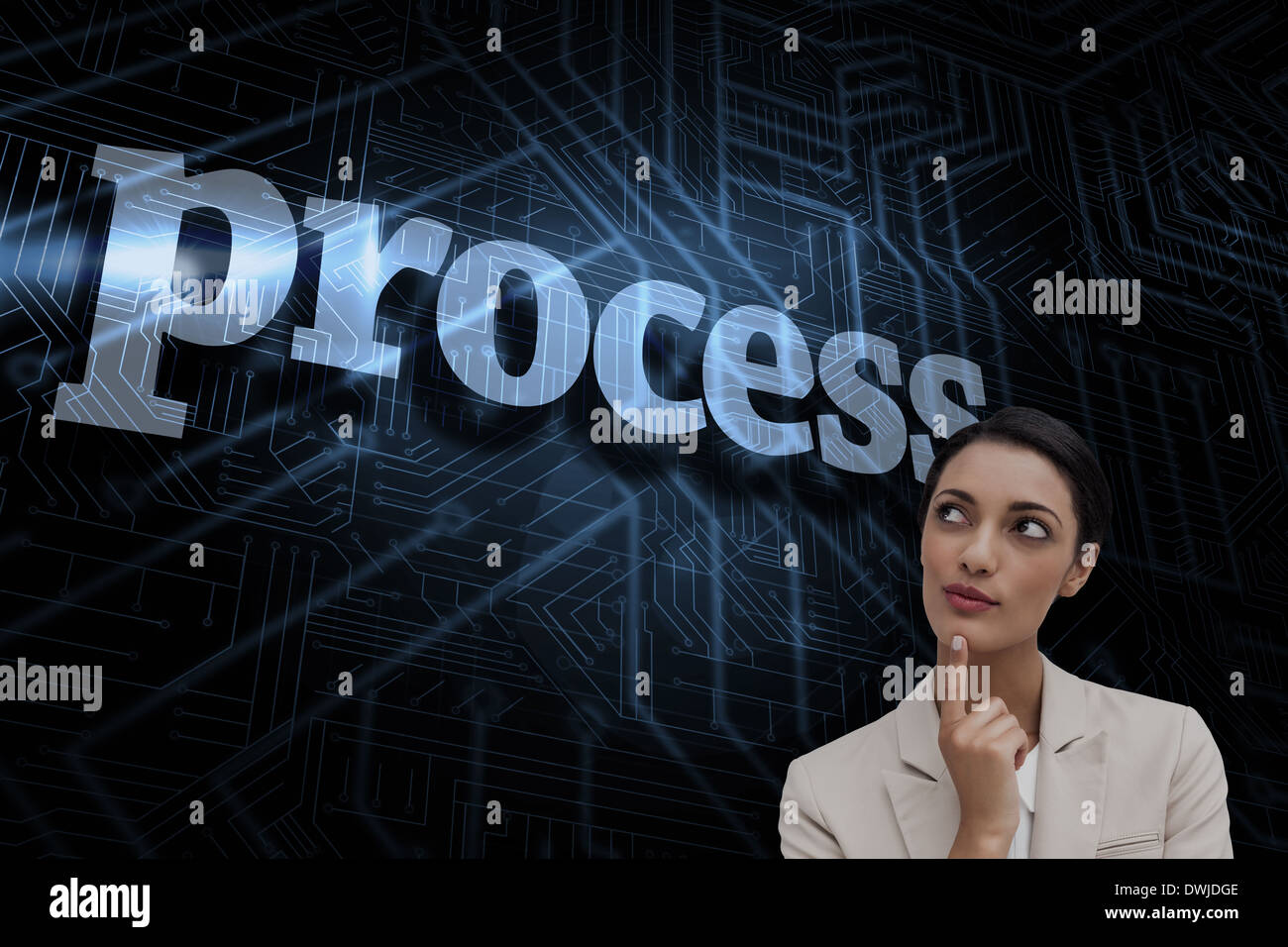 Process against futuristic black and blue background Stock Photo - Alamy