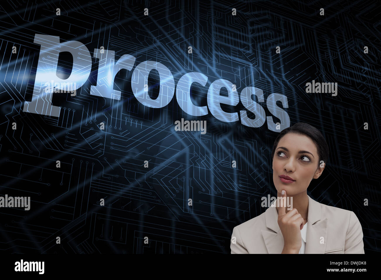Process against futuristic black and blue background Stock Photo - Alamy