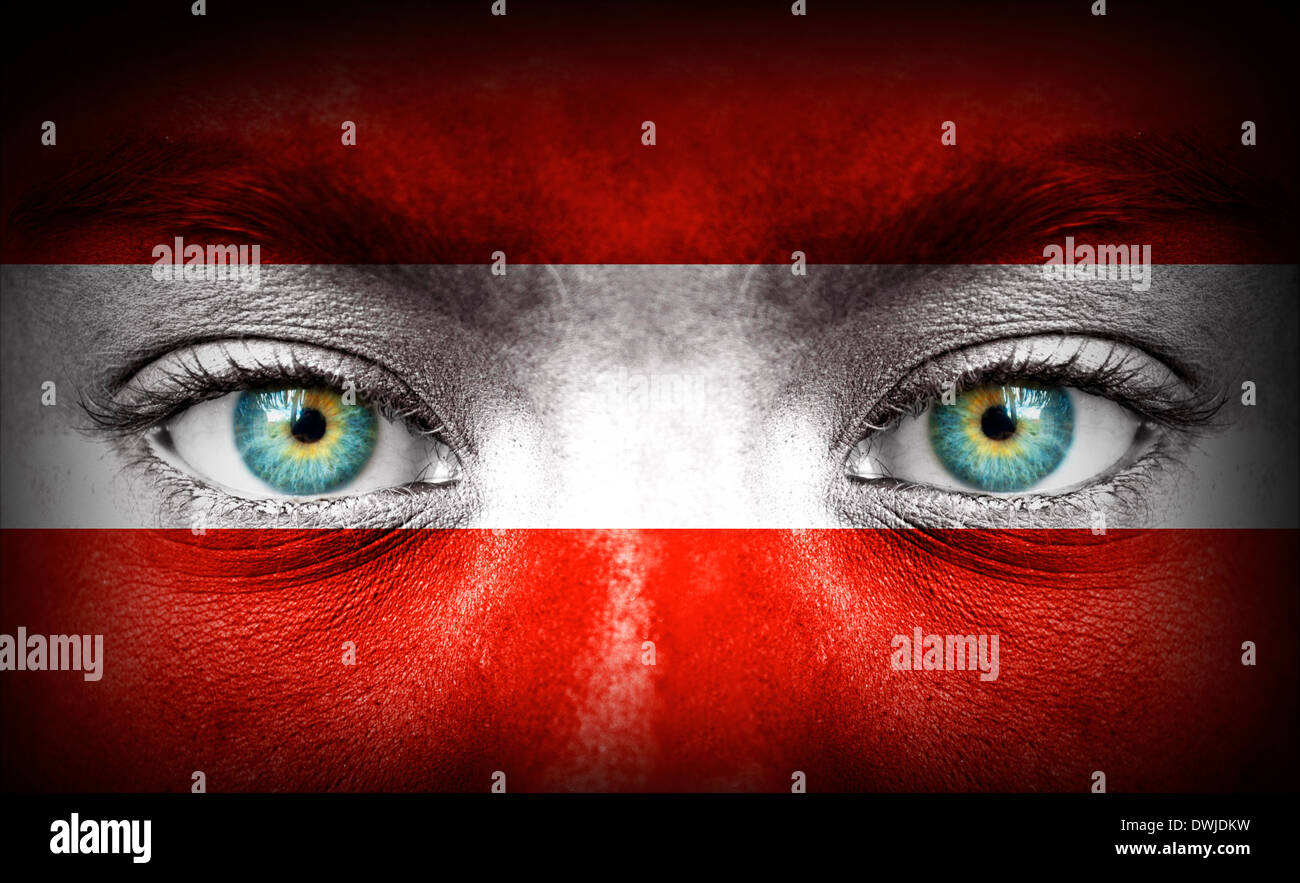 Human face painted with flag of Austria Stock Photo - Alamy