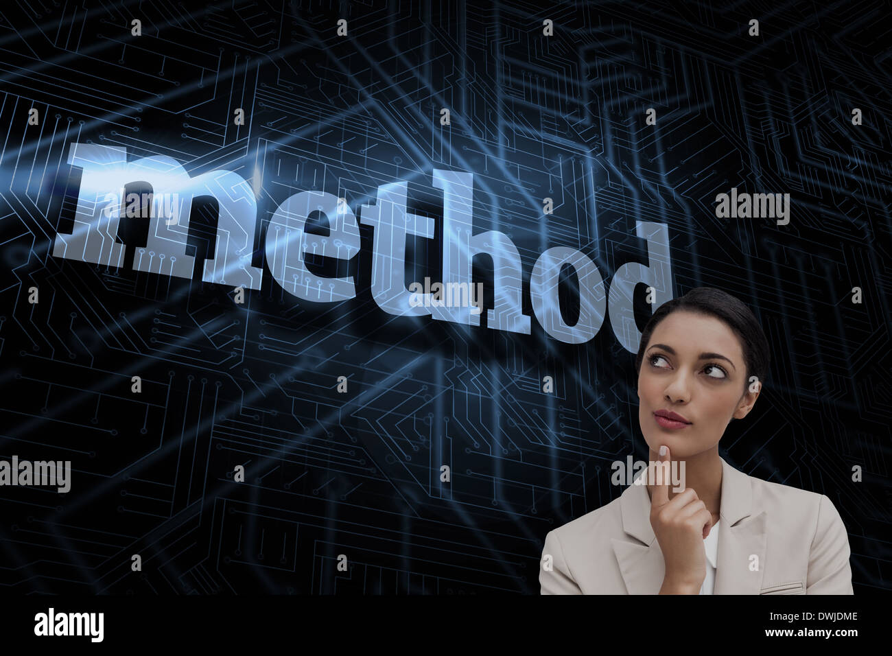 Method against futuristic black and blue background Stock Photo - Alamy
