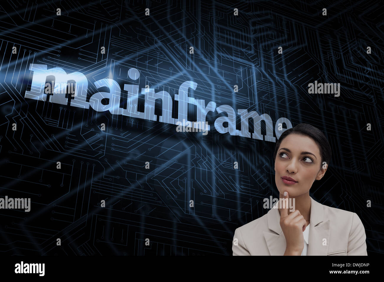 Mainframe against futuristic black and blue background Stock Photo - Alamy