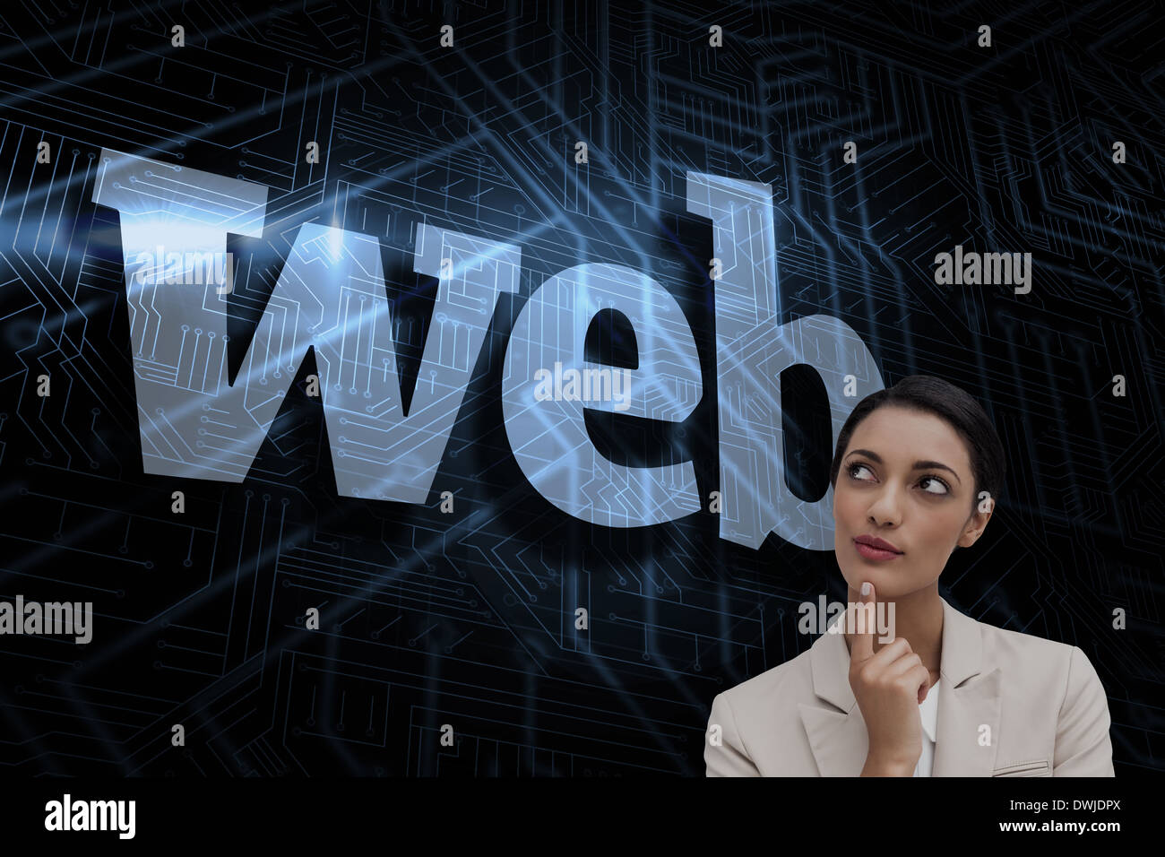 Web against futuristic black and blue background Stock Photo - Alamy