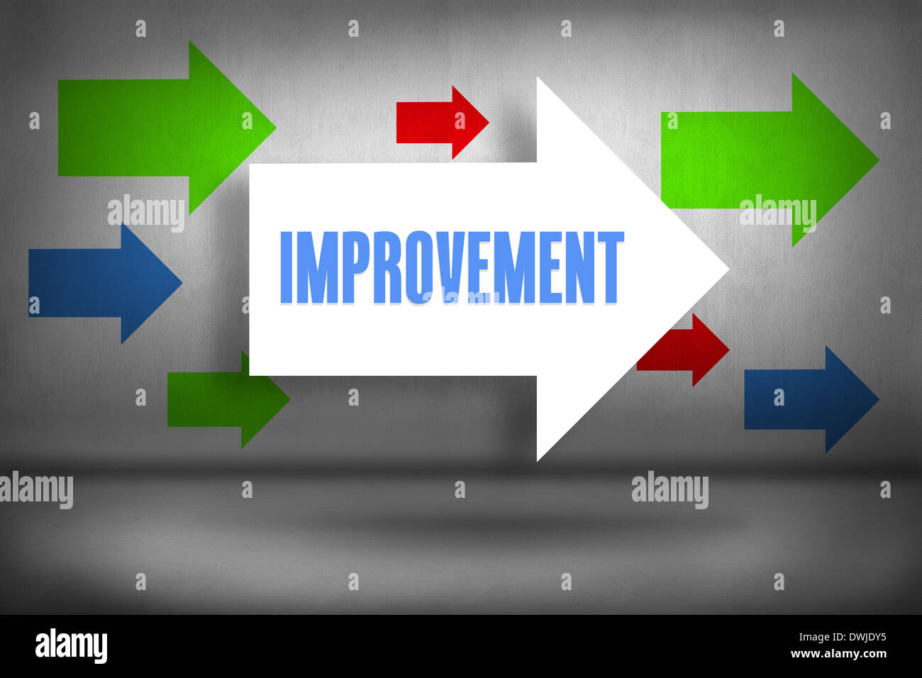 Improvement against arrows pointing Stock Photo - Alamy