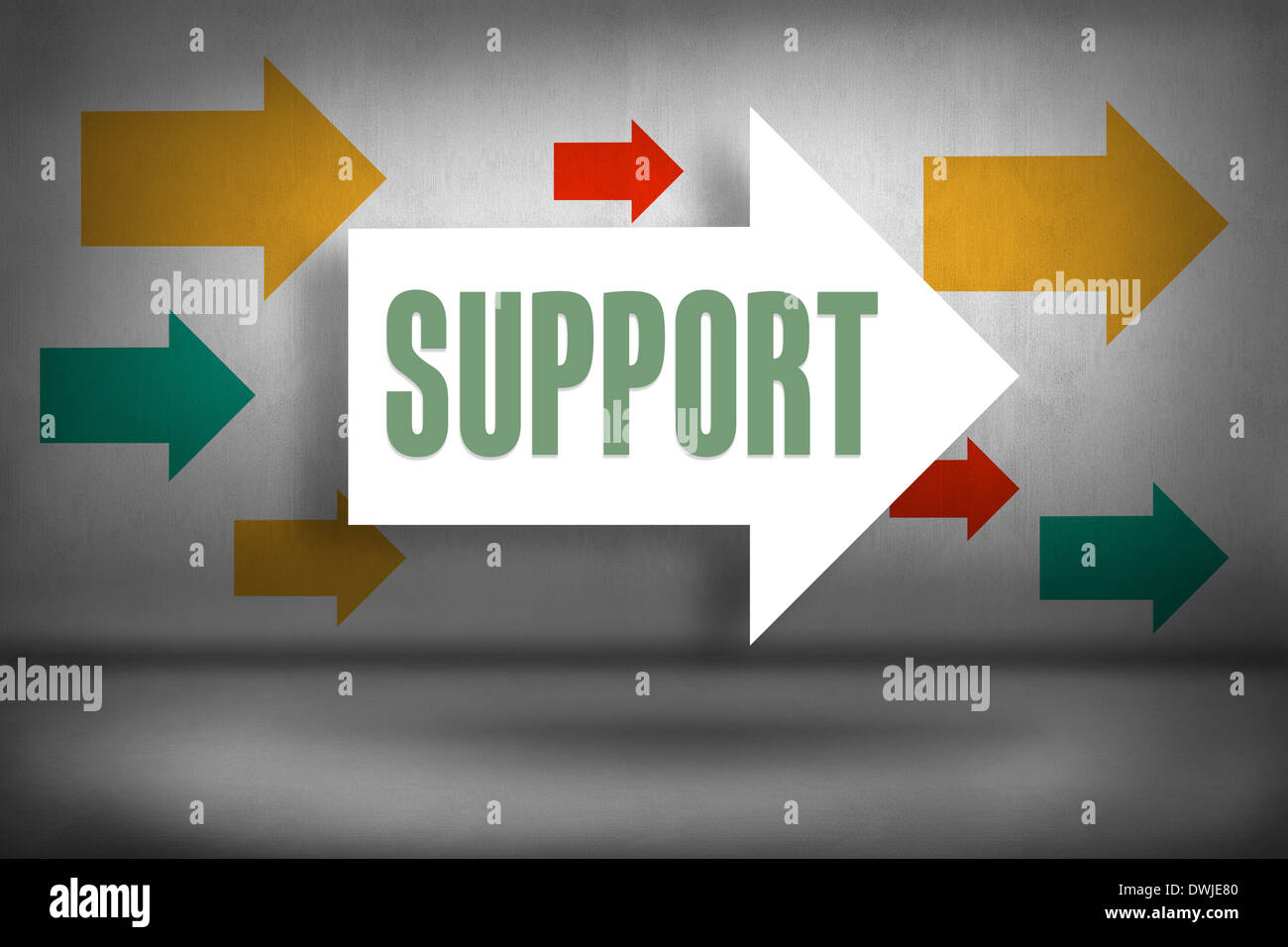 Support against arrows pointing Stock Photo - Alamy