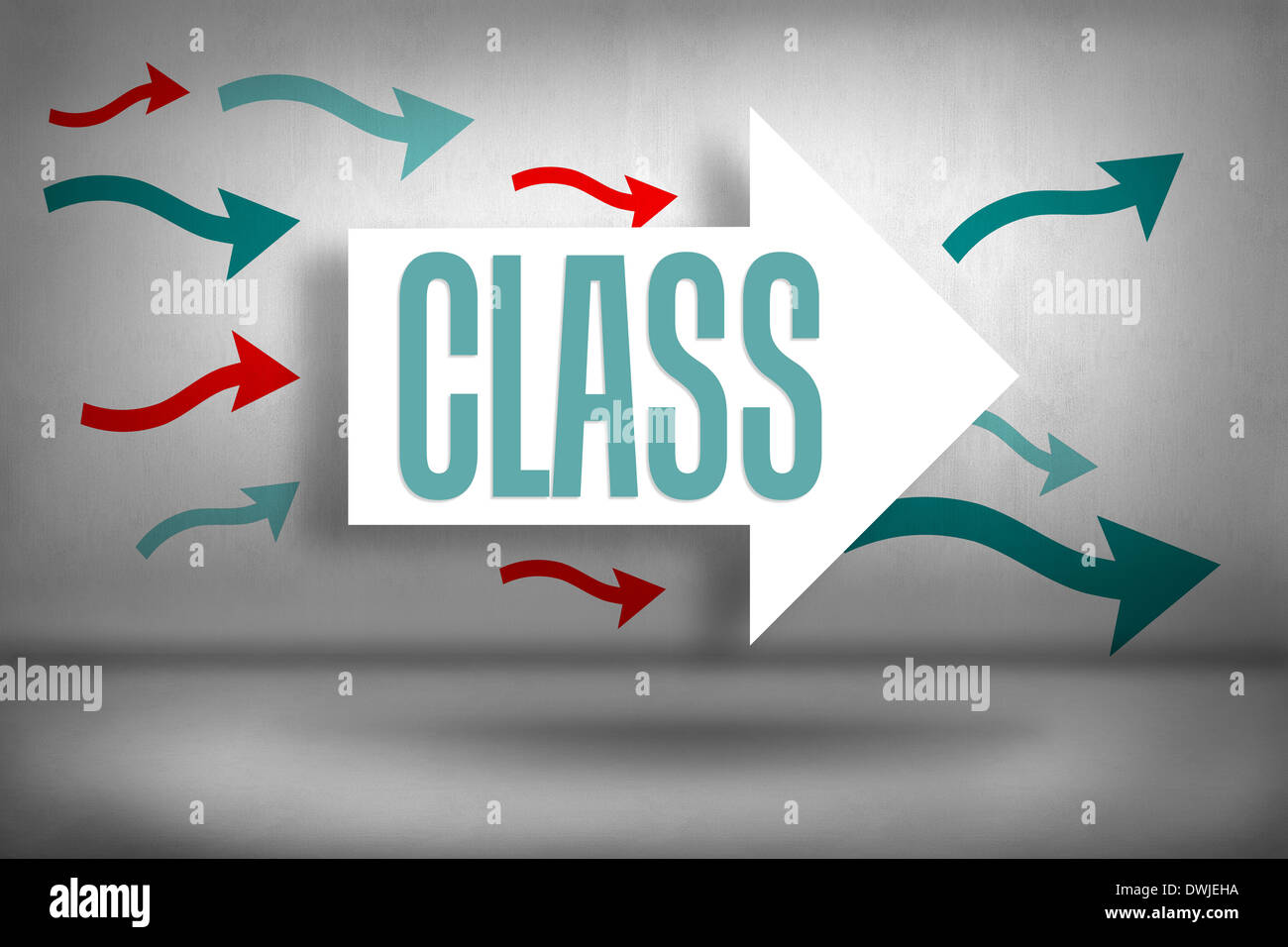Class against arrows pointing Stock Photo - Alamy