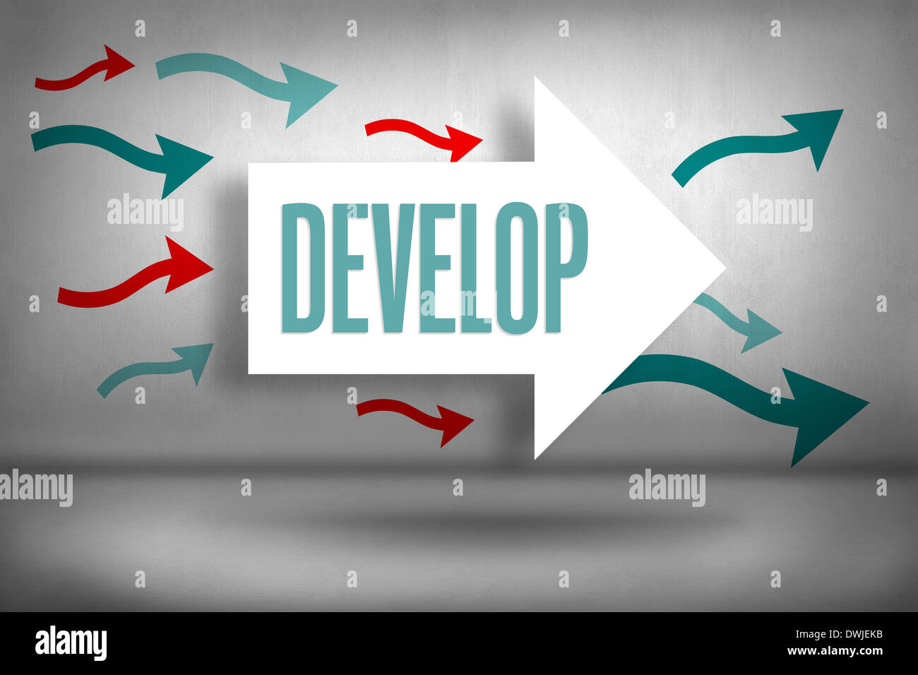 Develop against arrows pointing Stock Photo - Alamy