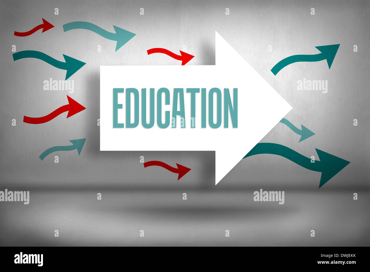 Education against arrows pointing Stock Photo - Alamy