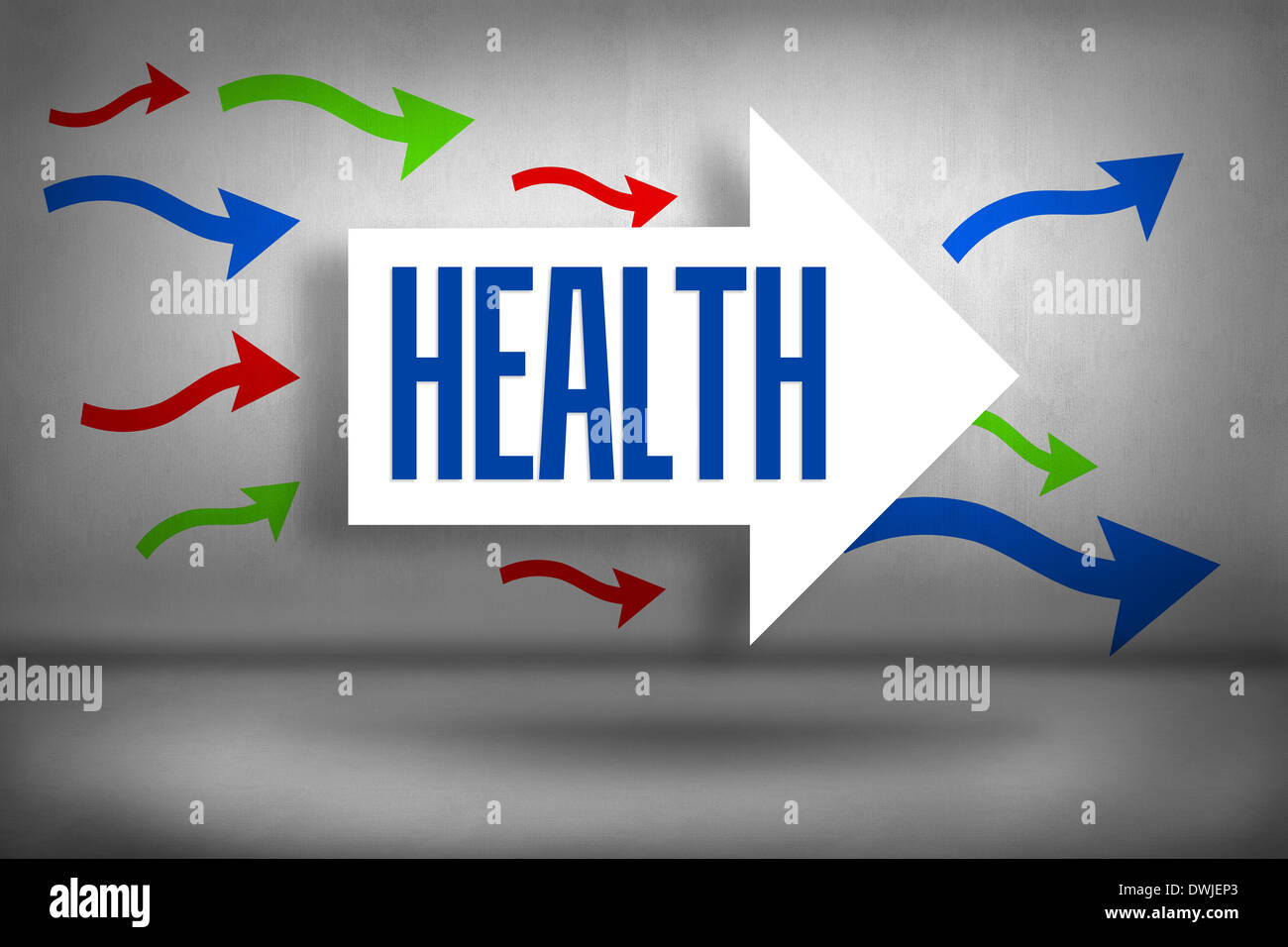 Health against arrows pointing Stock Photo - Alamy