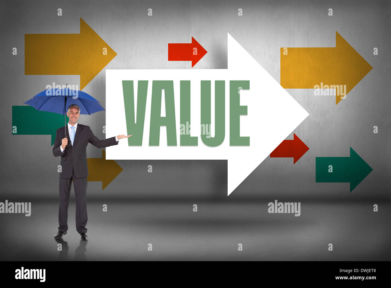 Value against arrows pointing Stock Photo - Alamy