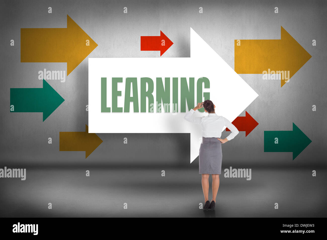 Learning against arrows pointing Stock Photo - Alamy