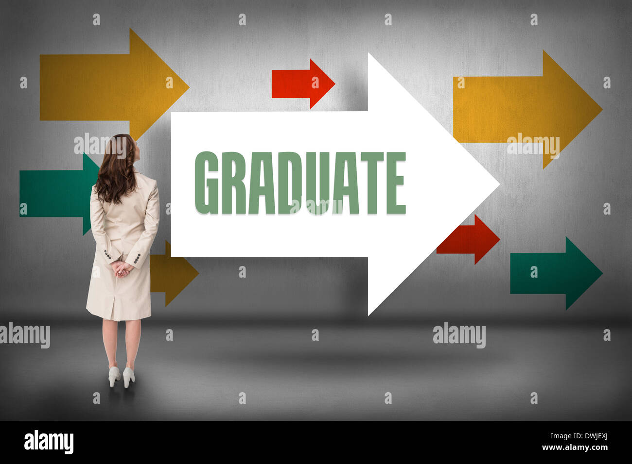 Graduate against arrows pointing Stock Photo - Alamy