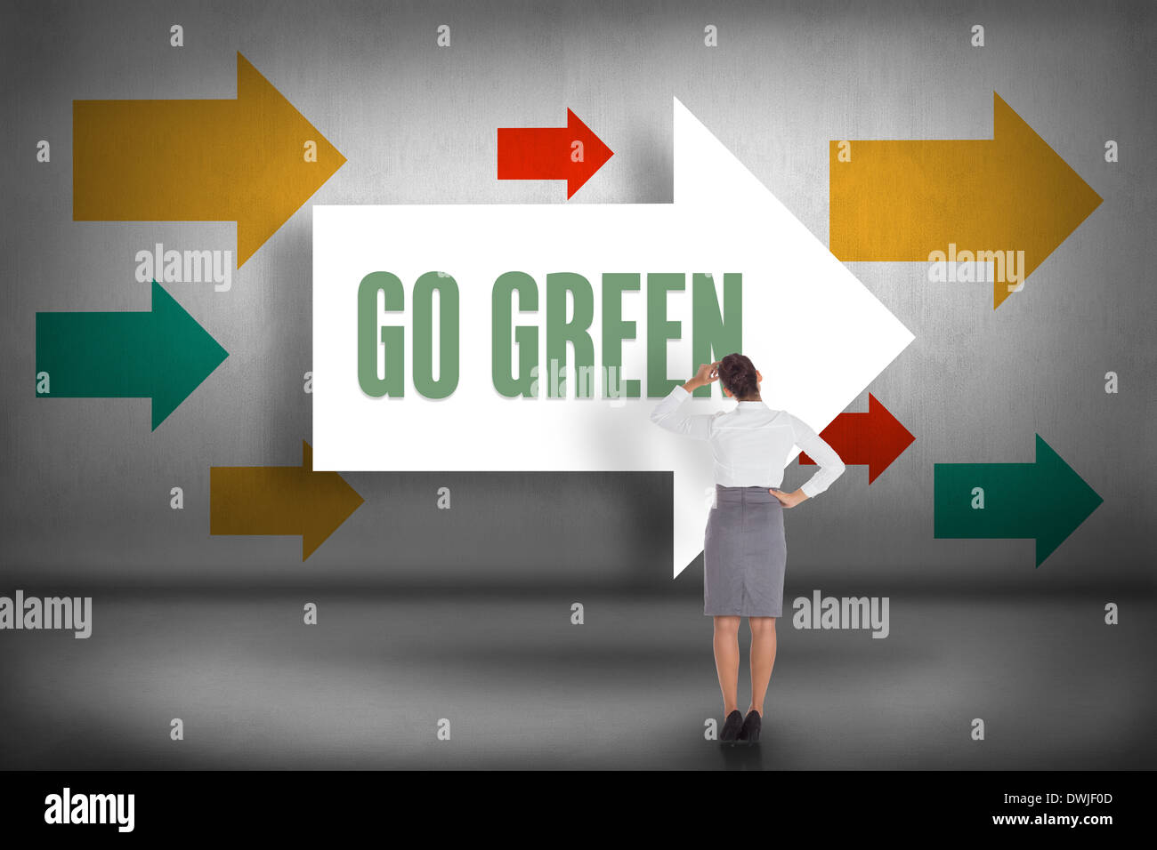 Go green against arrows pointing Stock Photo - Alamy