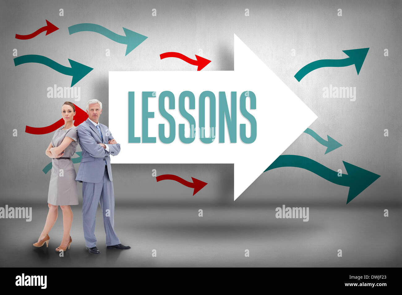 Lessons against arrows pointing Stock Photo - Alamy