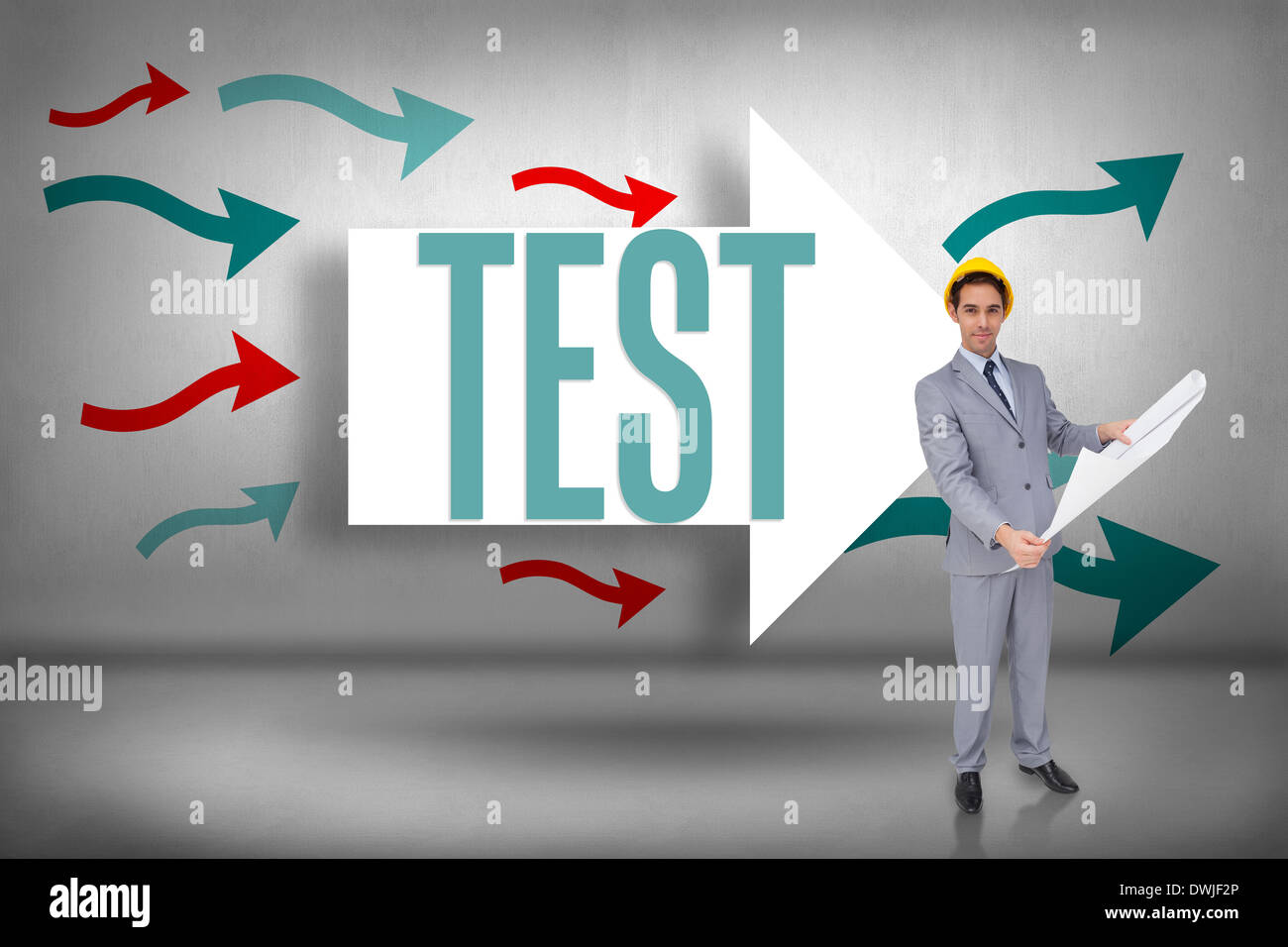 Test against arrows pointing Stock Photo - Alamy