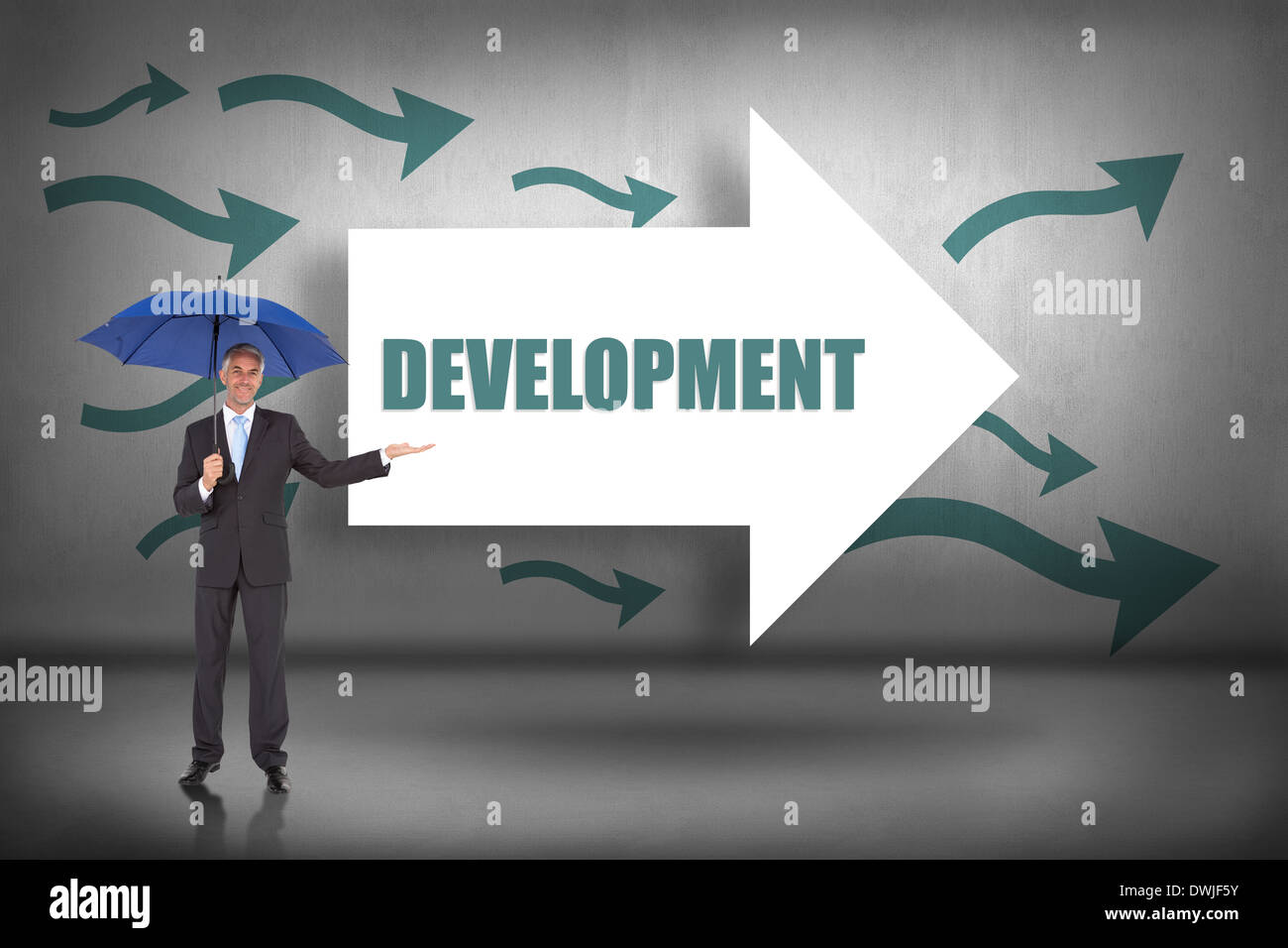 Development against arrows pointing Stock Photo - Alamy