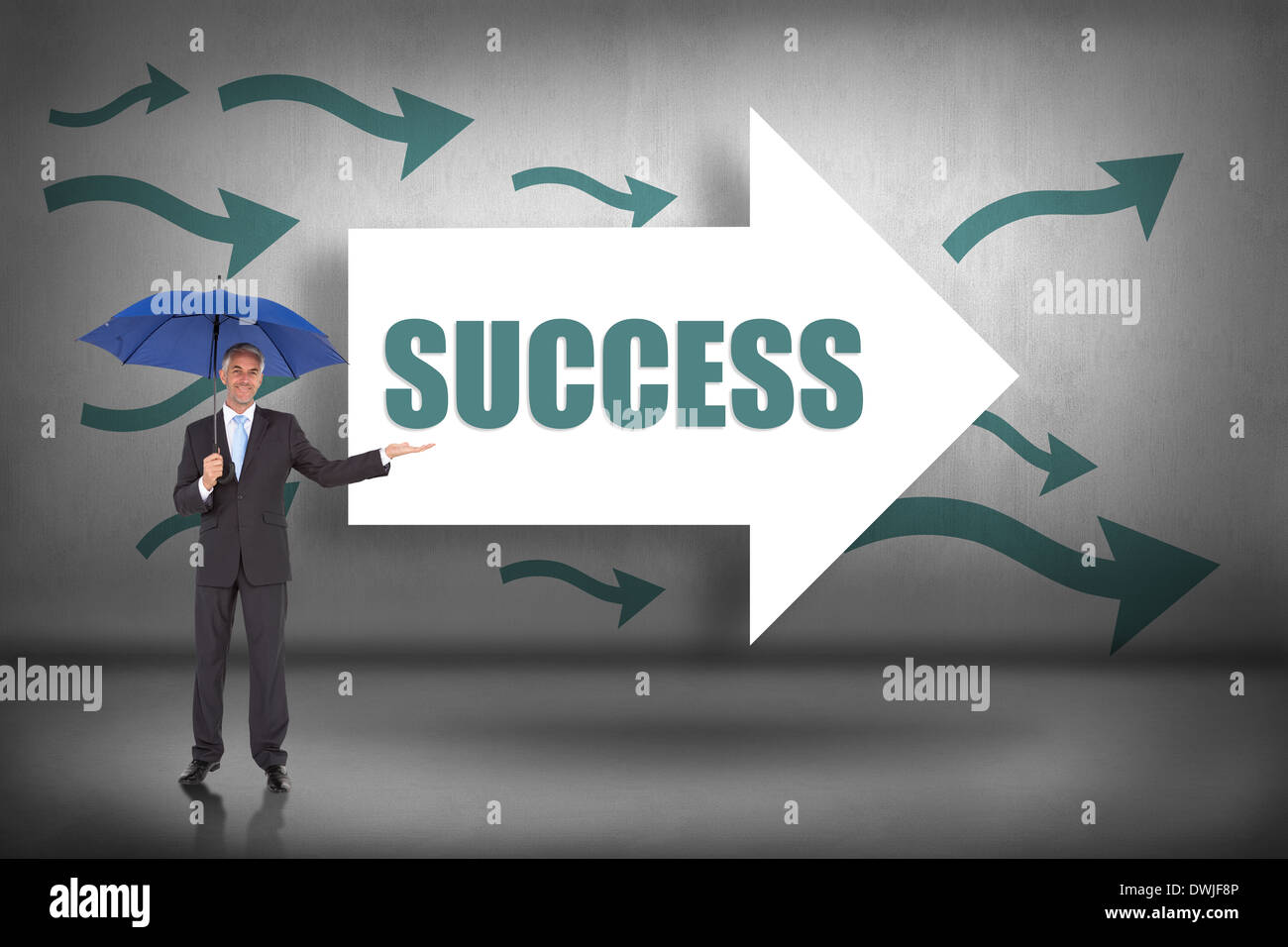 Success against arrows pointing Stock Photo - Alamy
