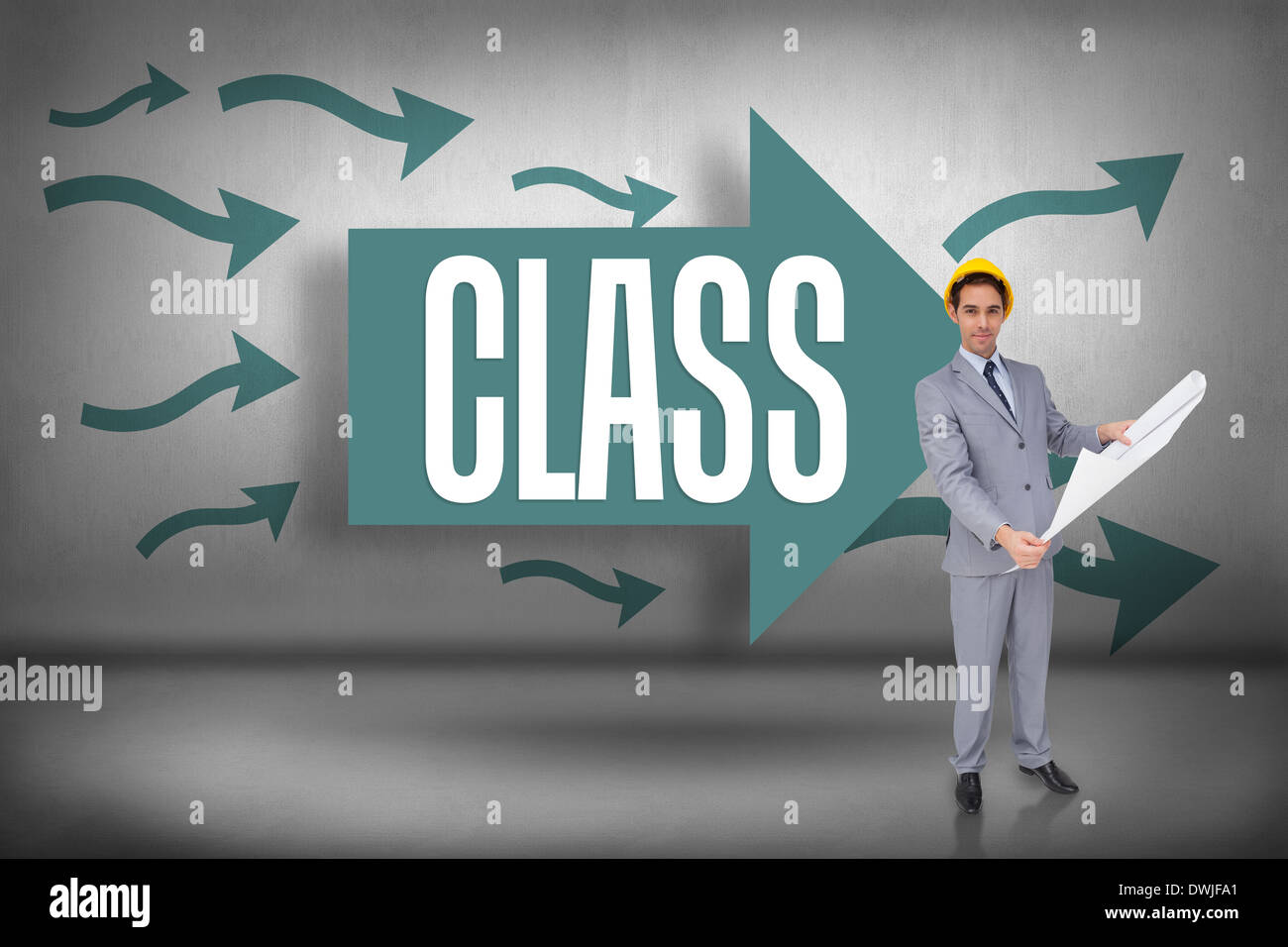 Class against arrows pointing Stock Photo - Alamy