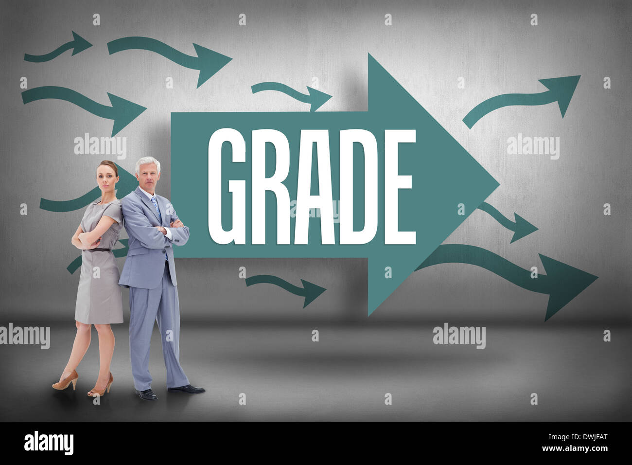 Grade against arrows pointing Stock Photo - Alamy