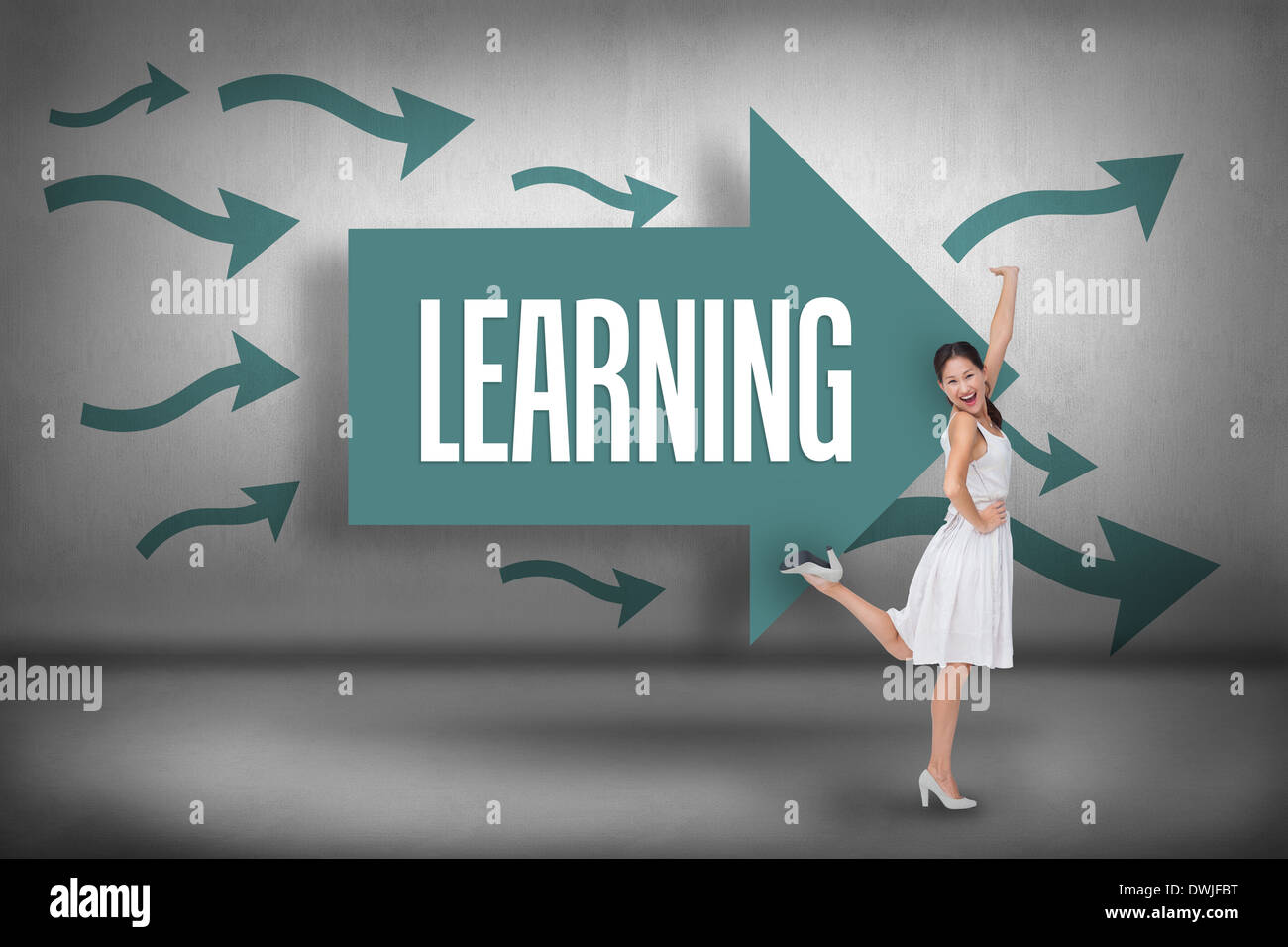 Learning against arrows pointing Stock Photo - Alamy