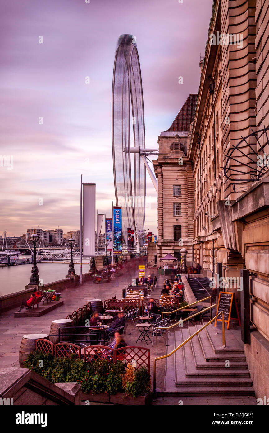 County Hall and The EDF Energy London Eye, London, England Stock Photo ...