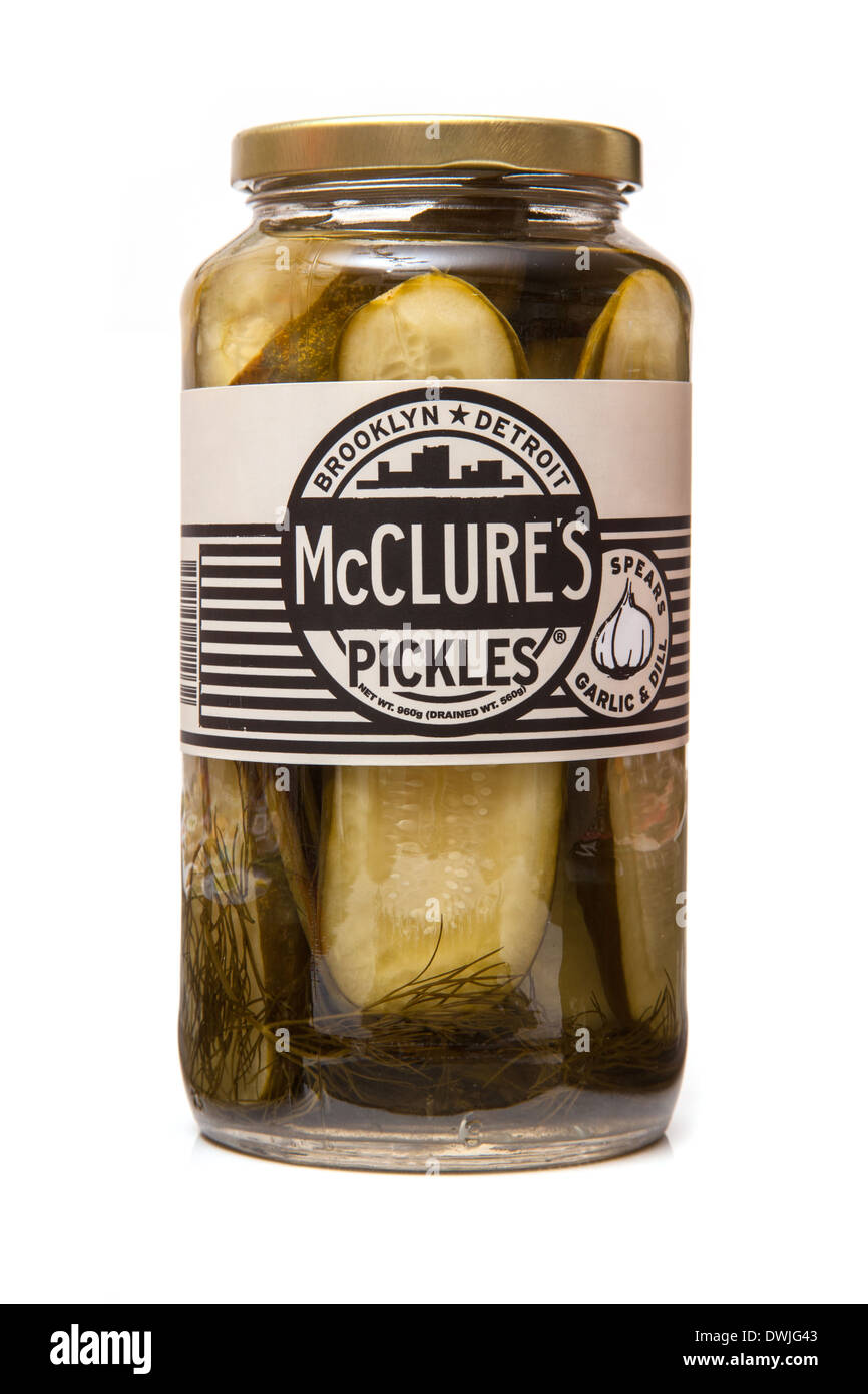 Jar of McClure's Pickles isolated on a white studio background Stock ...