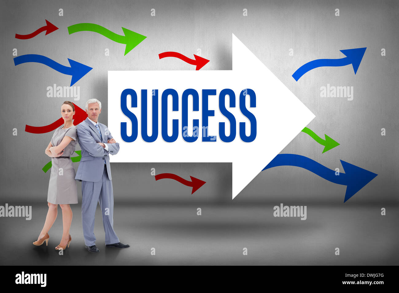 Success against arrows pointing Stock Photo - Alamy