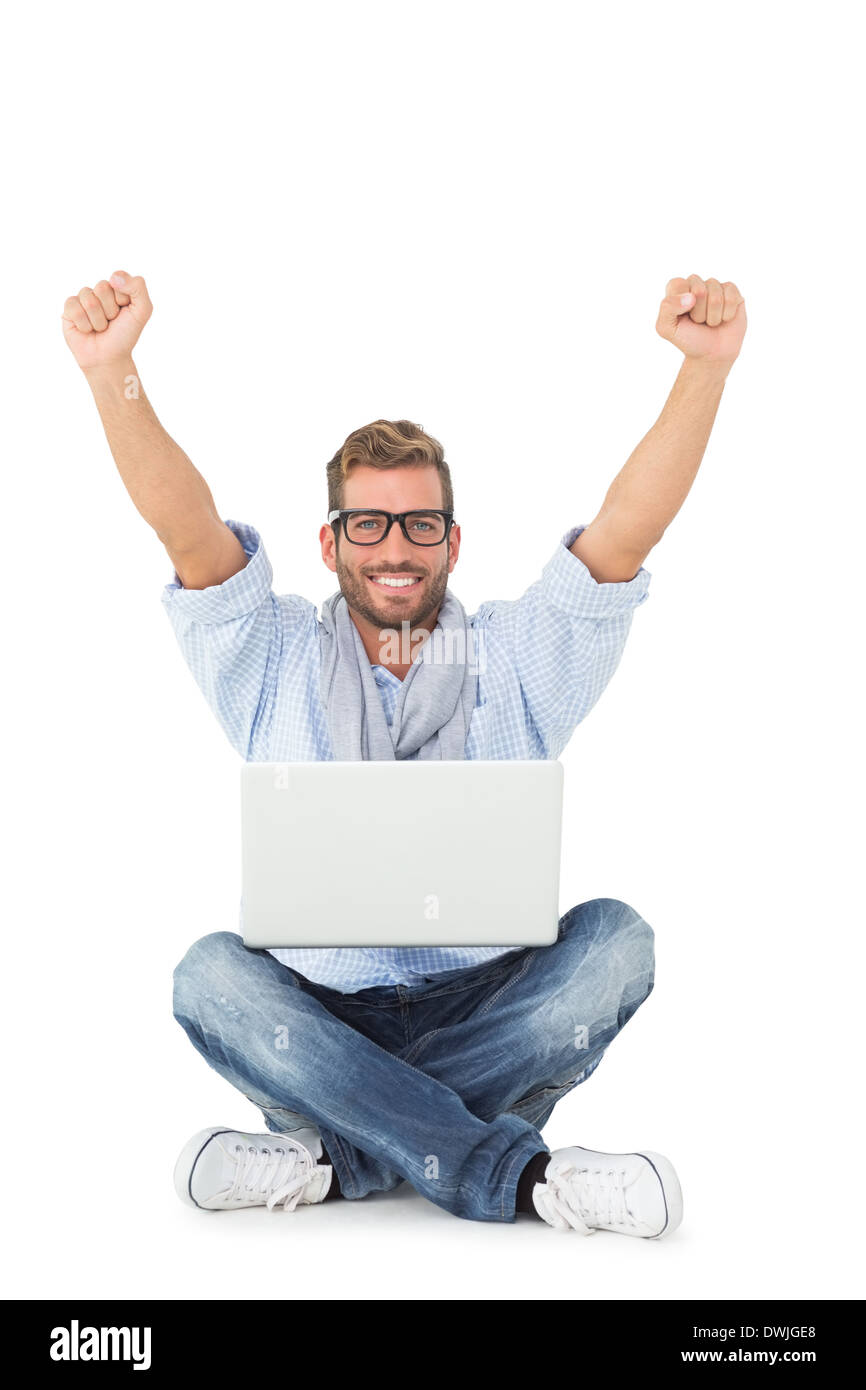Man cheering on the floor hi-res stock photography and images - Alamy