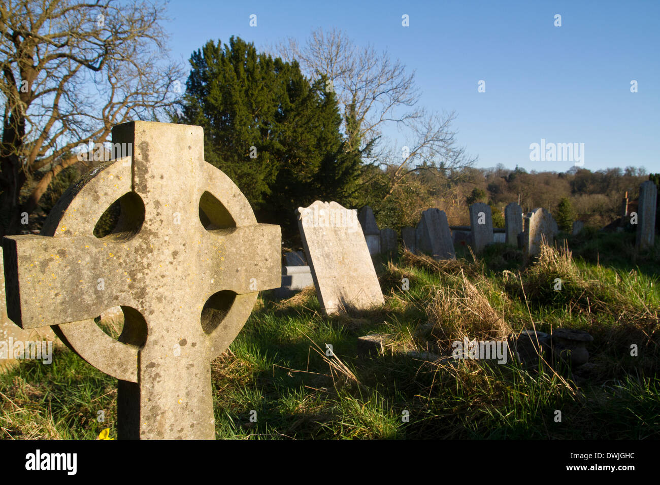 Graves In Overgrown Church Cemetery High Resolution Stock Photography ...