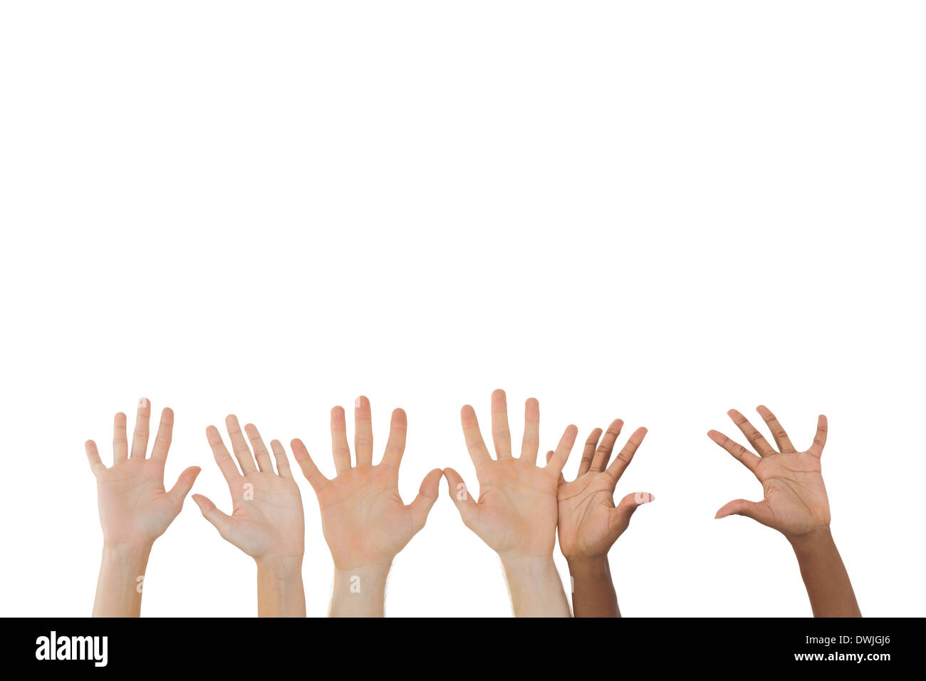 Three pairs of hands waving Stock Photo - Alamy