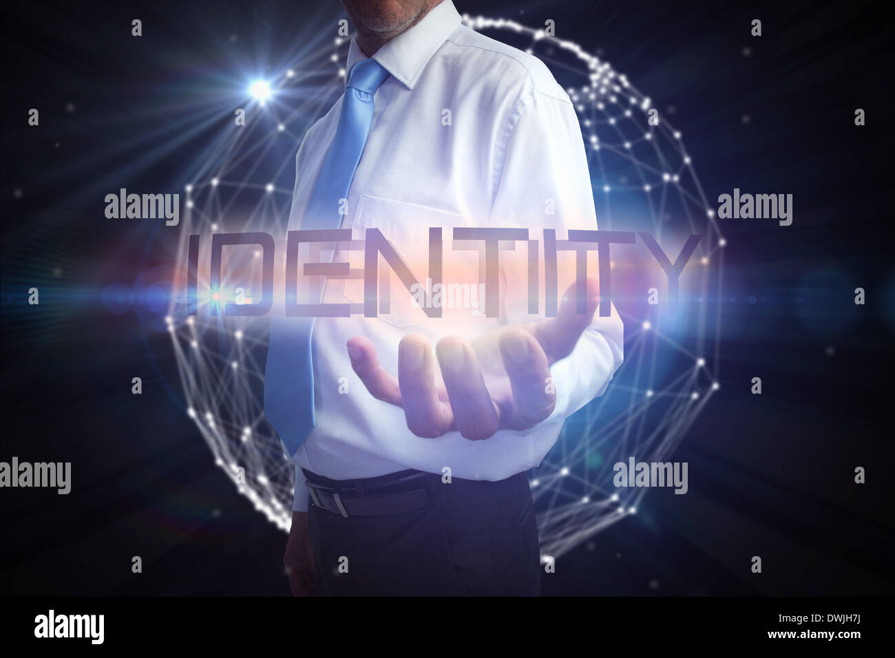Businessman presenting the word identity Stock Photo - Alamy