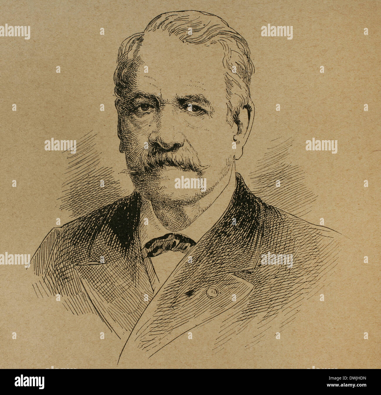 Ferdinand de Lesseps (1805-1894). French diplomat and entrepreneur. Engraving in The Iberian ...