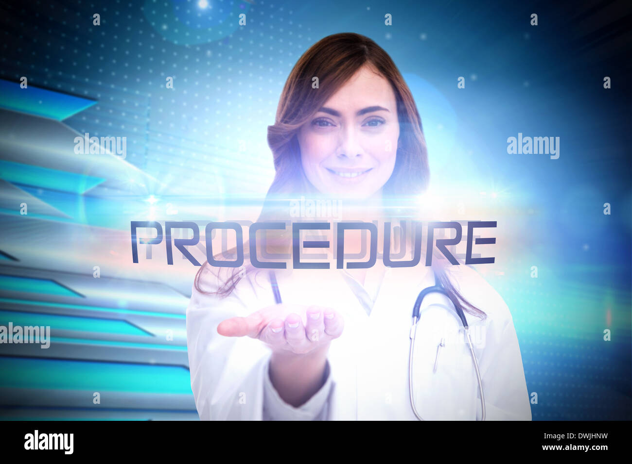 Procedure against arrows on technical background Stock Photo - Alamy