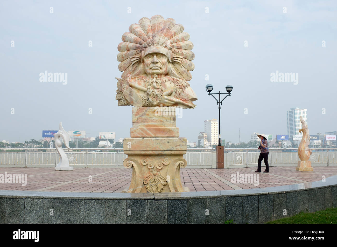 Art sculpture on riverside promenade at Danang Stock Photo - Alamy