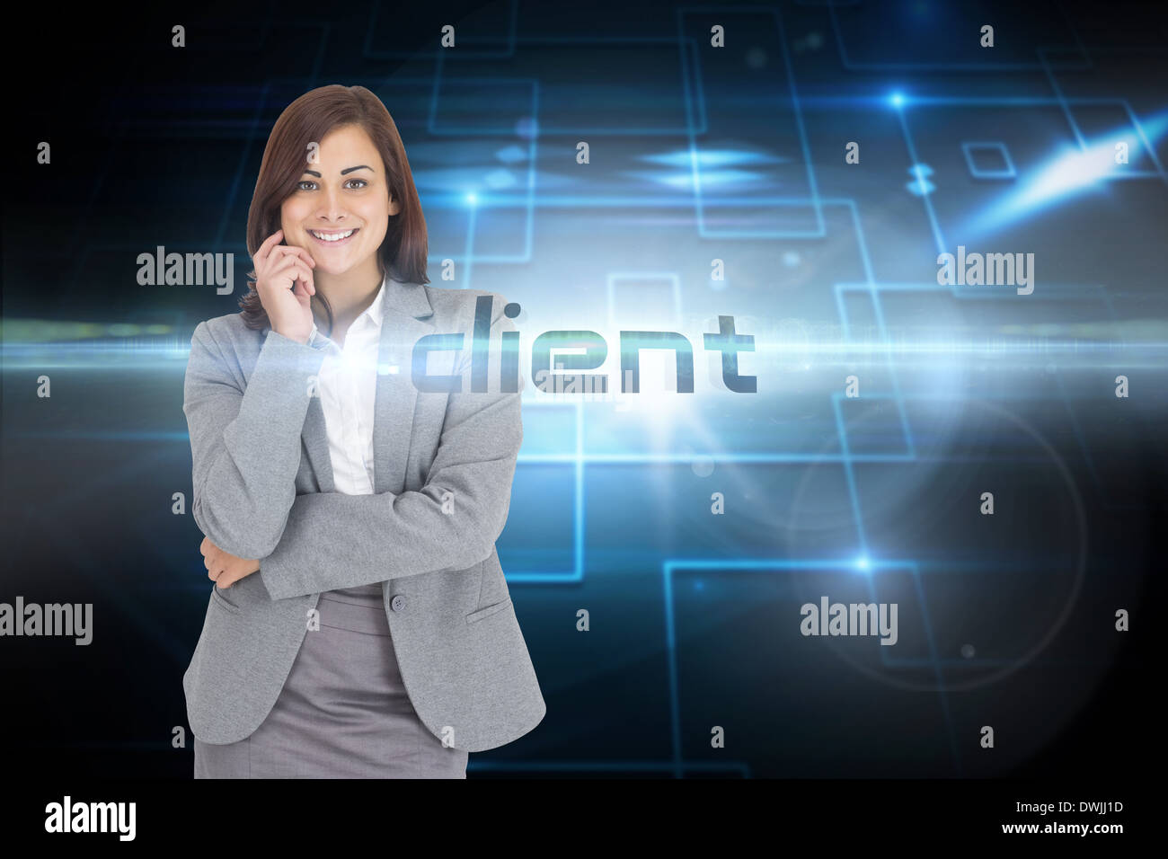 Client against black background with shiny squares Stock Photo - Alamy