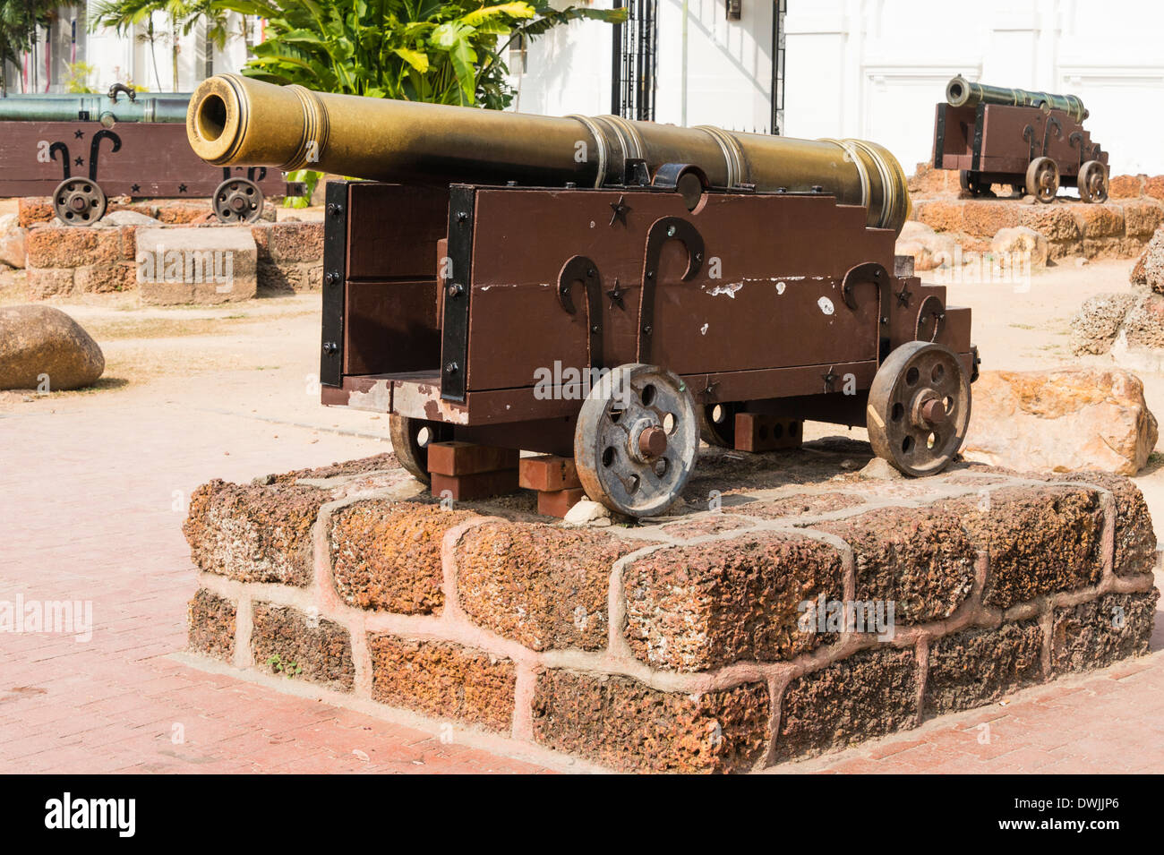 An old canon on the fortification ruins on St Paul's hill Stock Photo ...