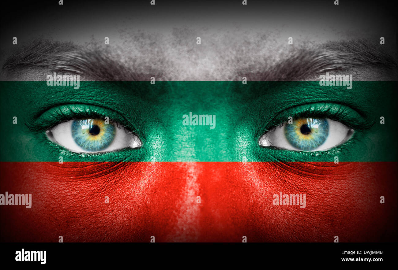 Human face painted with flag of Bulgaria Stock Photo - Alamy