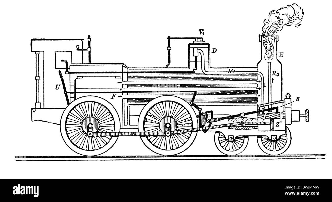 Locomotive drawing hi-res stock photography and images - Alamy