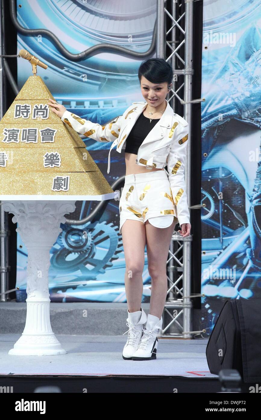 Taipei, Taiwan. 9th Mar, 2014. Singer Angela Chang holds signing ...