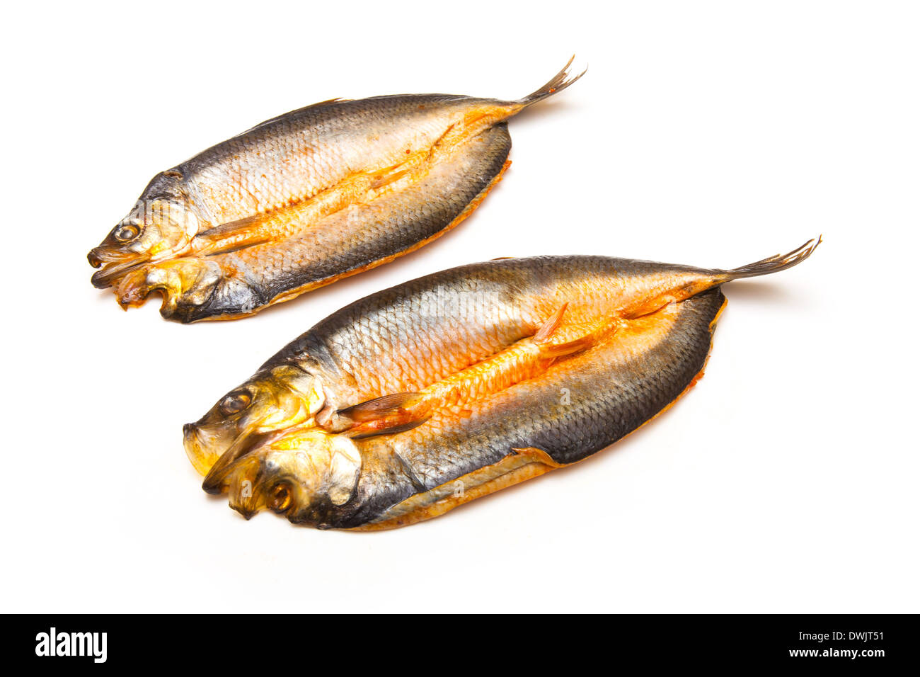 Kippers isolated on a white studio background Stock Photo - Alamy