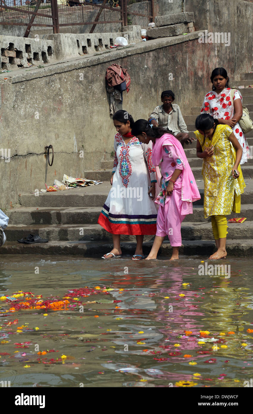 Morning ritual on the Hoogly(Ganges) river in the ghat near the ...