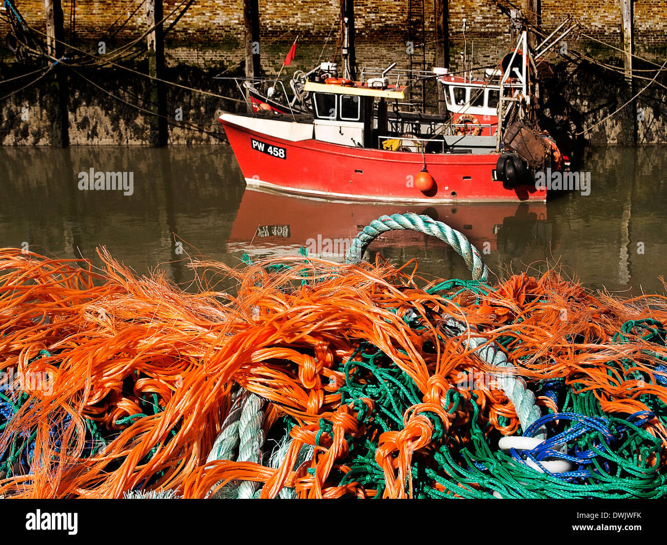 Fishing boat in Whitstable Kent harbour Stock Photo - Alamy