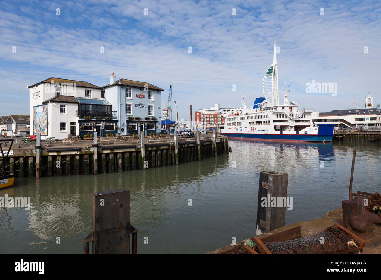 Wightlink ferry and the Bridge Pub at Portsmouth Harbour, Old ...